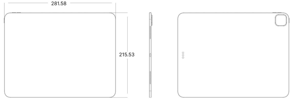 新款 iPad Pro 机身 CAD 图曝光！ 整体造型变化不大，但机身明显更薄 - 掘金咖